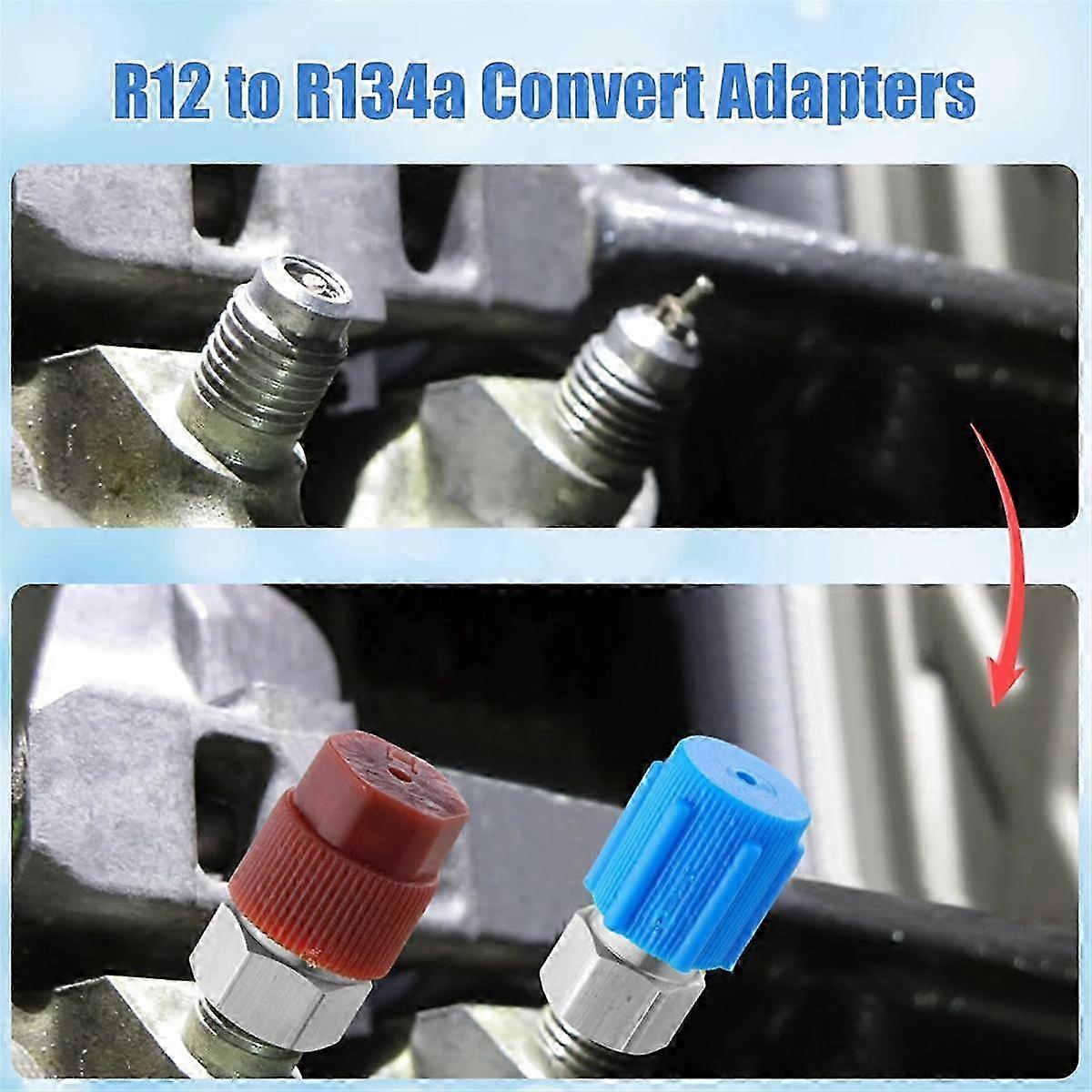 R12 to R134A AC Fitting Conversion Adapter Kit, Quick Coupler Valve A/C ...