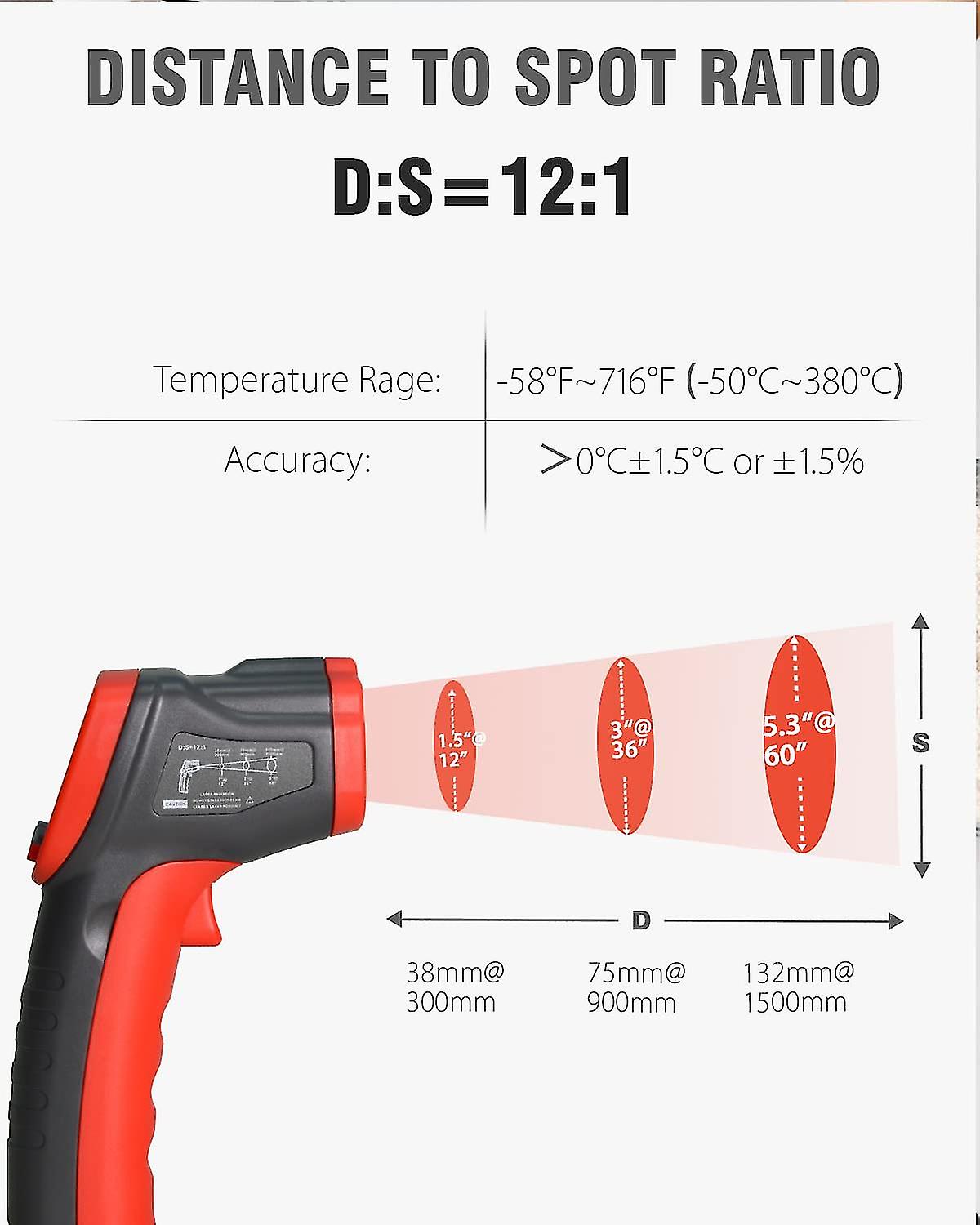 Infrared Thermometer Cooking Digital Temperature Gun -58-752(-50-380 ...