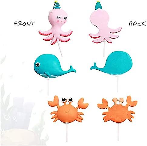 11pcs Cute Sea Animals Cake Topper Octopus Blue Whale Seahorse Fish ...