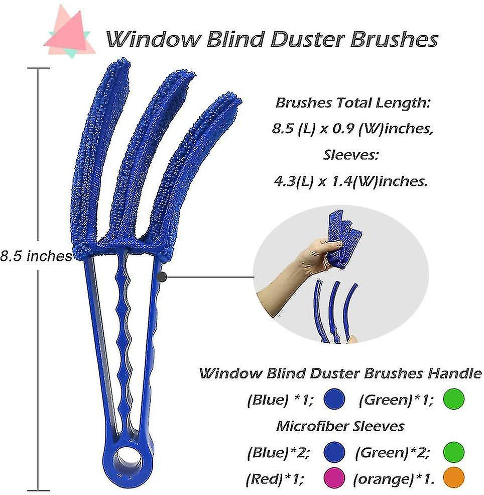 2 Pack Blind Dust Brush With 6 Microfiber Sleeves For Air Conditioner ...