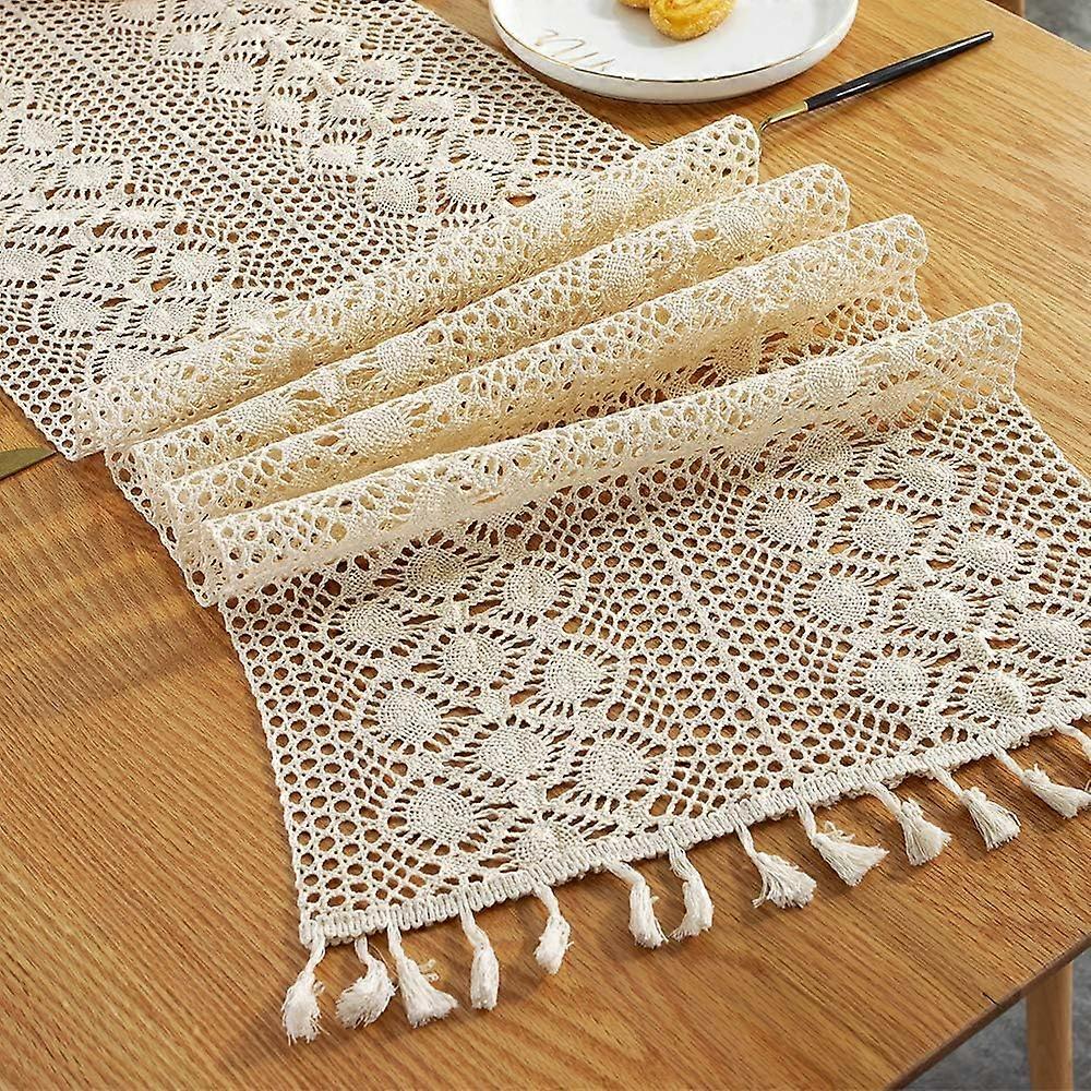 Rectangular Macrame Table Runner, Crochet Lace, Elegant Mesh Tablecloth for Rustic, Crochet ...