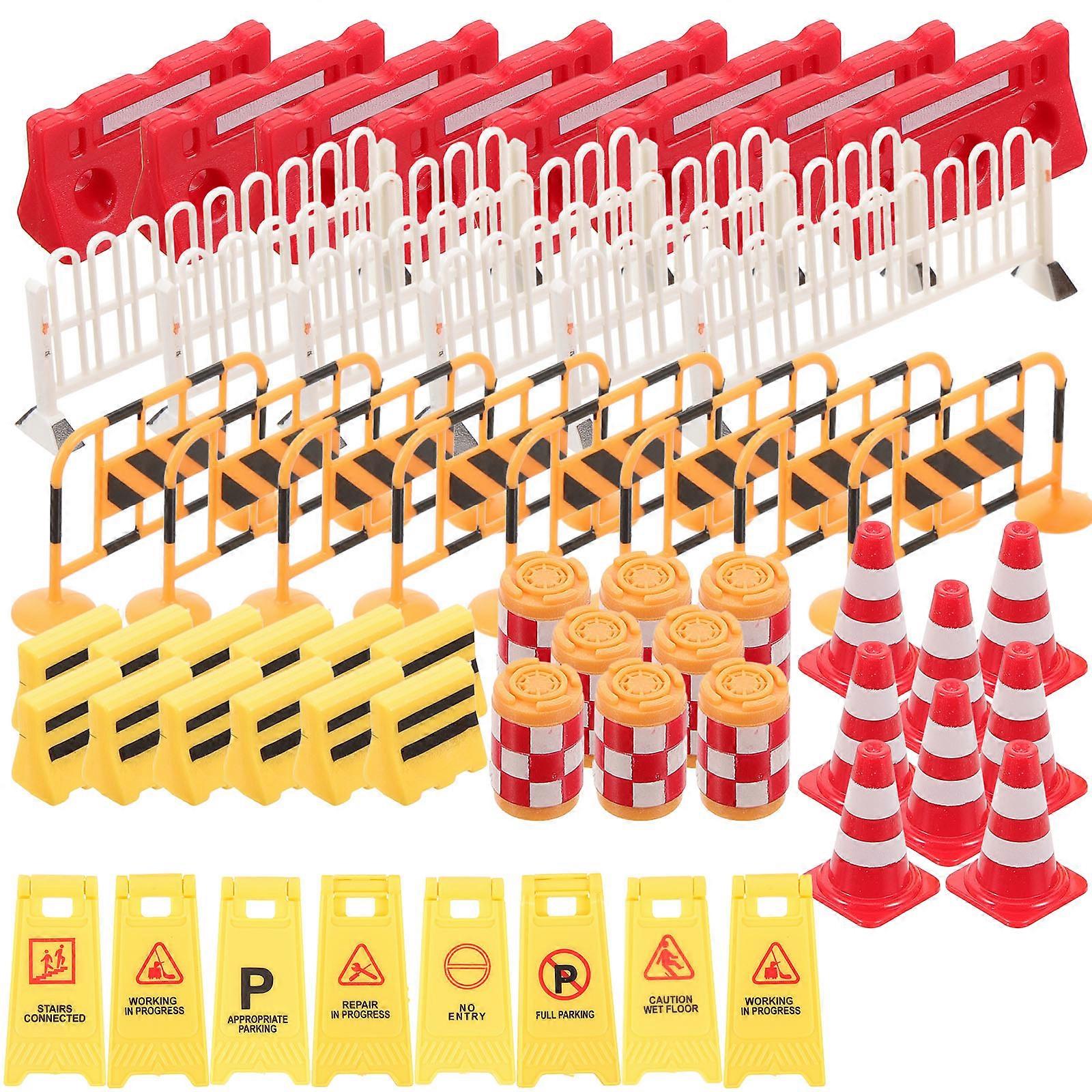 62pcs Construction Traffic Sign Street Signs City Traffic Scene Road ...