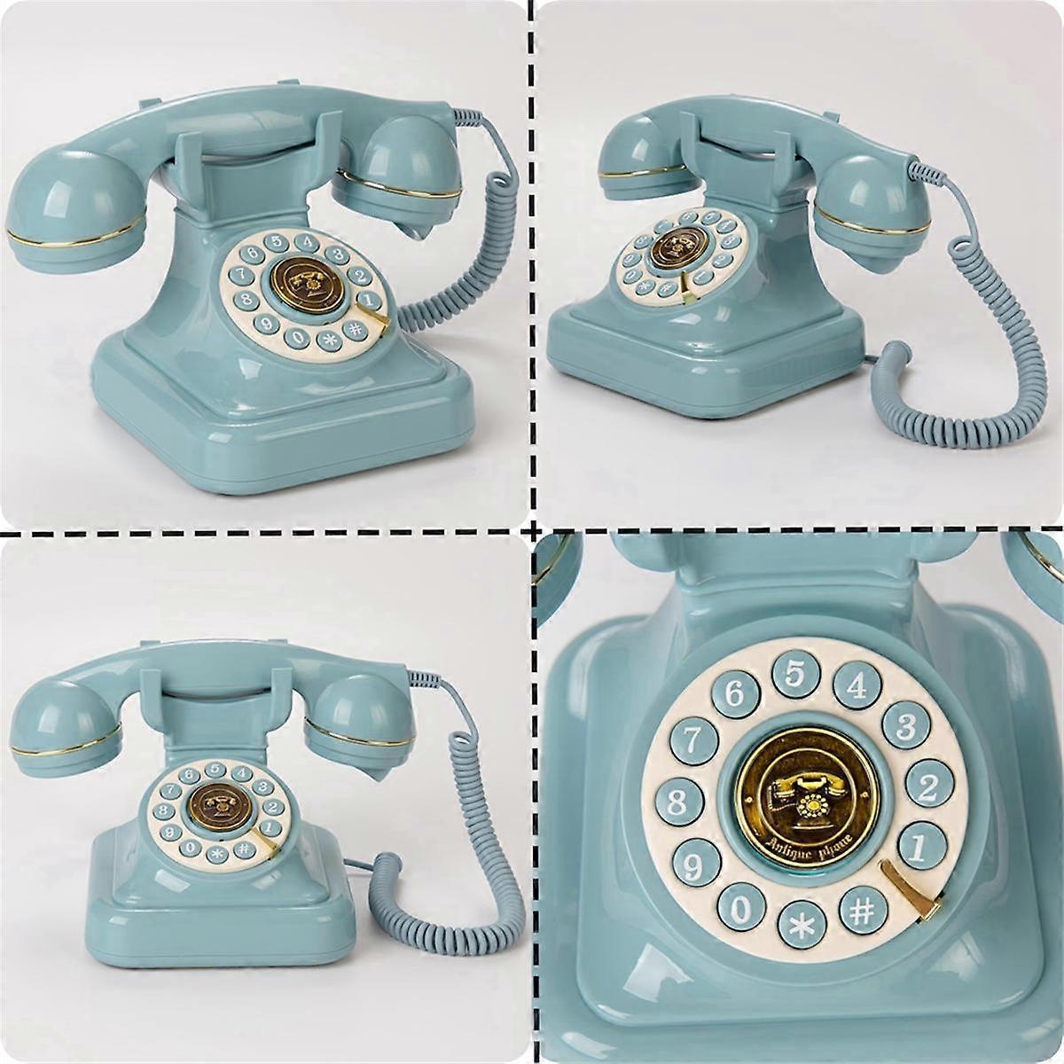 Retro Style Wired Dial Telephone Plug-in Home Fixed Landline Antique ...