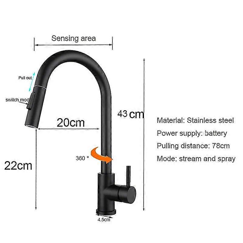 Exquisite Kitchen Faucets Black Stainless Steel Pull Out Hot Cold Water ...