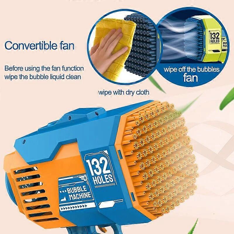 Rocket Launcher Bubble Gun Toy 132 Hole Charging Electric Automatic ...