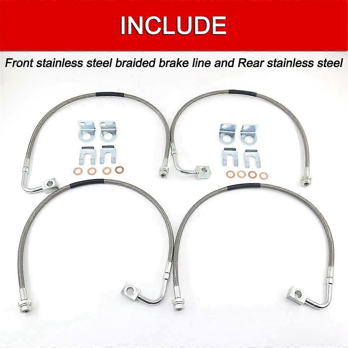 Front & Rear Braided Brake Lines for JK 4inch-6inch Lift 89716 2007 ...
