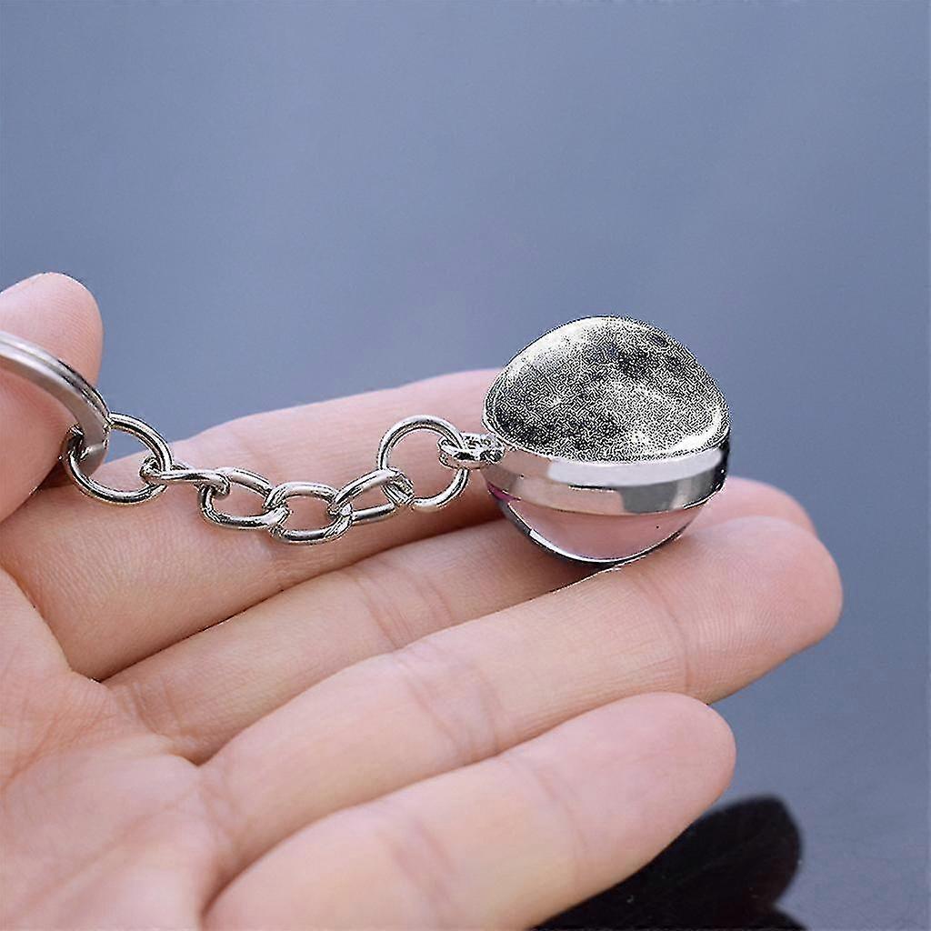 Double Sided Solar System Planet Keyring Nebula Space Keychain Glass ...