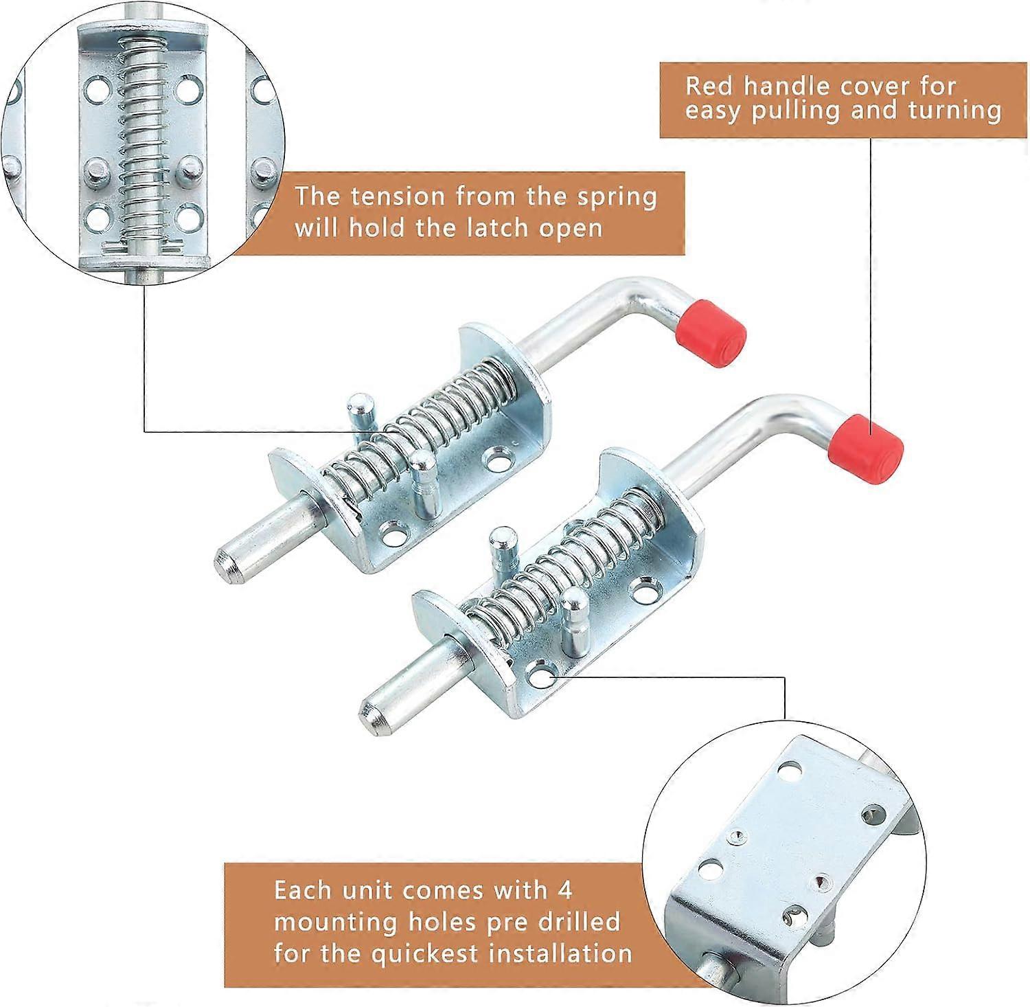 Metal Lock Barrel Bolt Spring Loaded Locking Latch 6.5" Long w/Grip ...