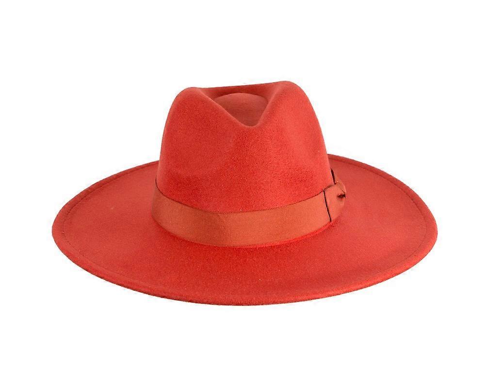 Burnt Orange wide brim fedora hat | Fruugo IE