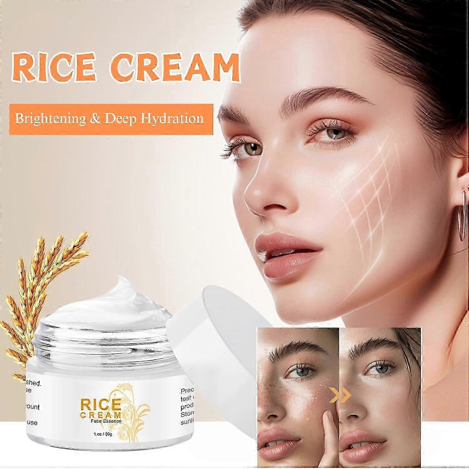 Rice Cream for Face, Rice Moisturizer with Niacinamide, Anti-Aging Face ...