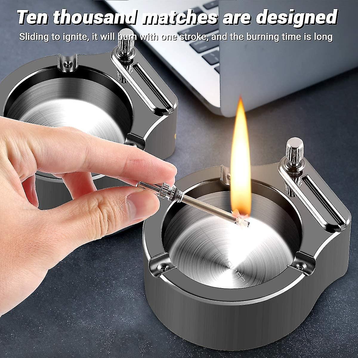 Stainless Steel Ashtray, Match Lighter, Flammable Metal Retro Ashtray ...