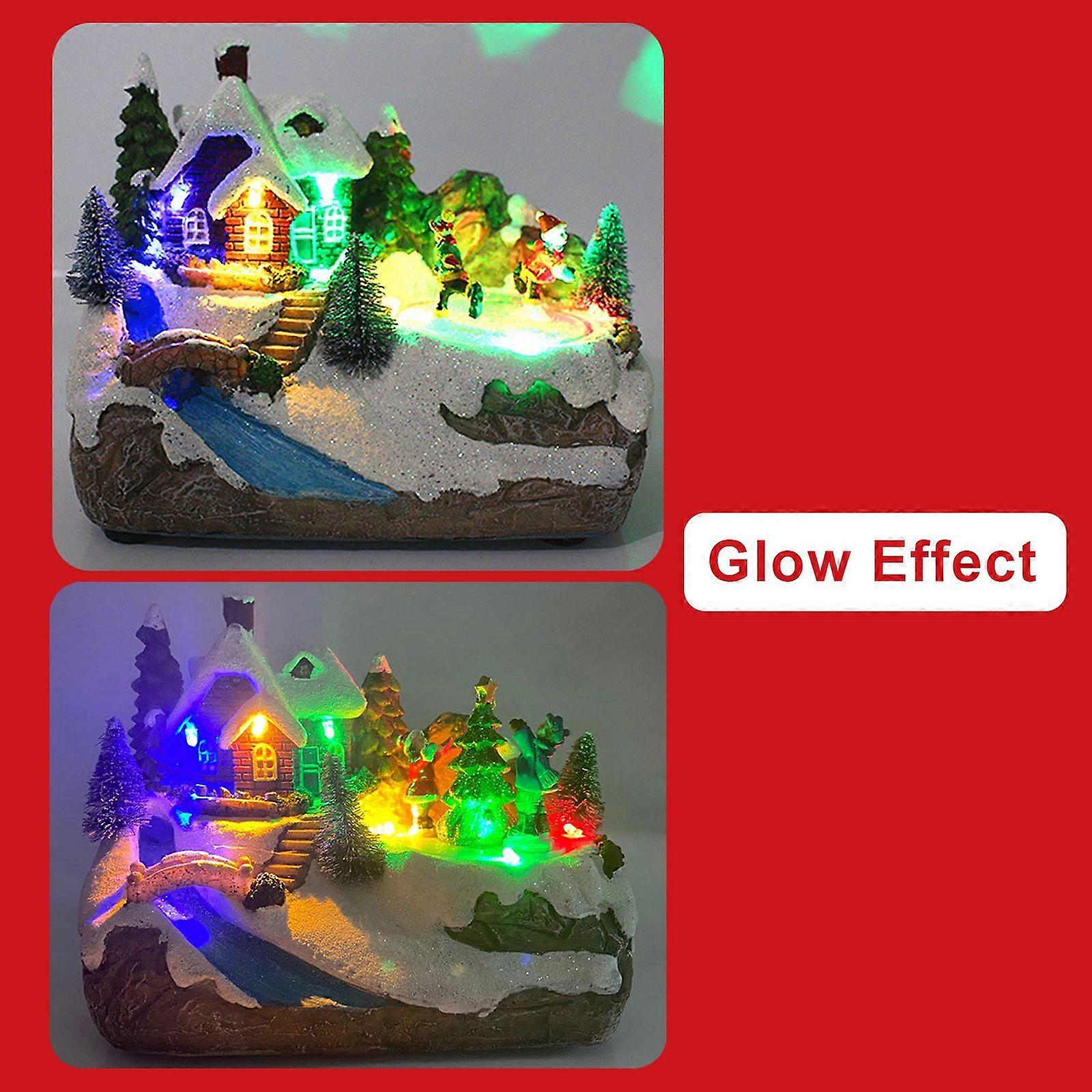 Christmas LED Village Scene Ornament Light Up Home Decor Animated Xmas ...