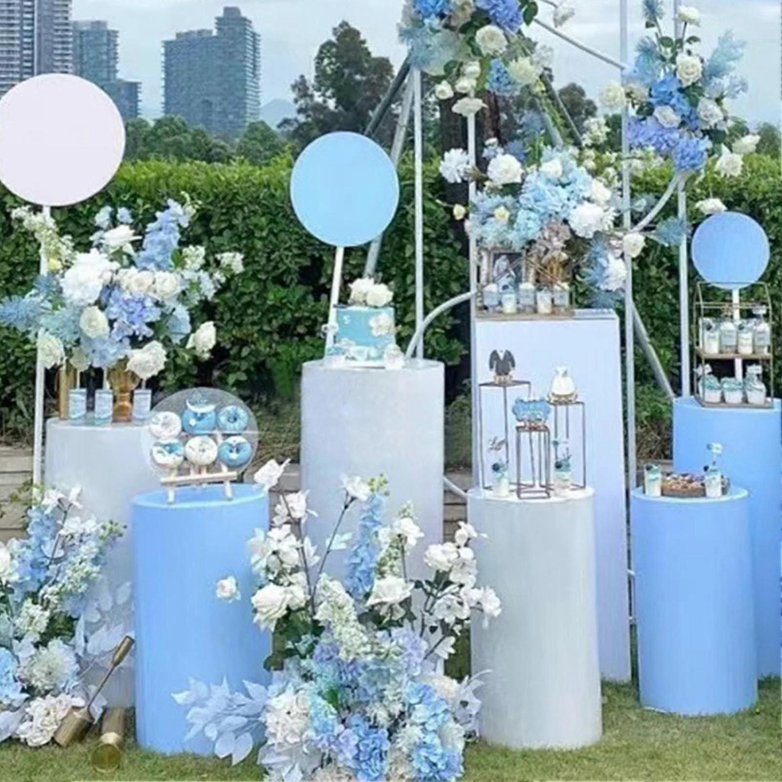 3 Pcs Party Cylinder Pedestal Stand Cover Plinth Pillar Decorative ...