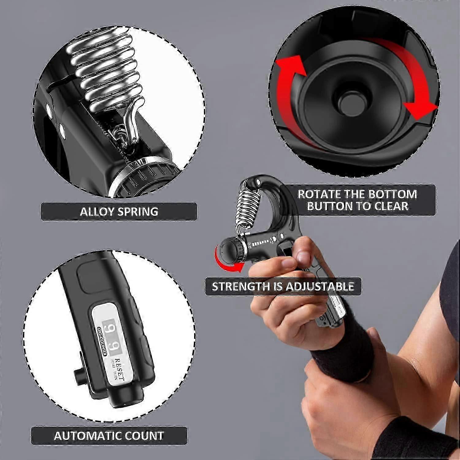 Grip Strengthener Set With 1-piece Draw Pocket, R-type Adjustable Grip ...