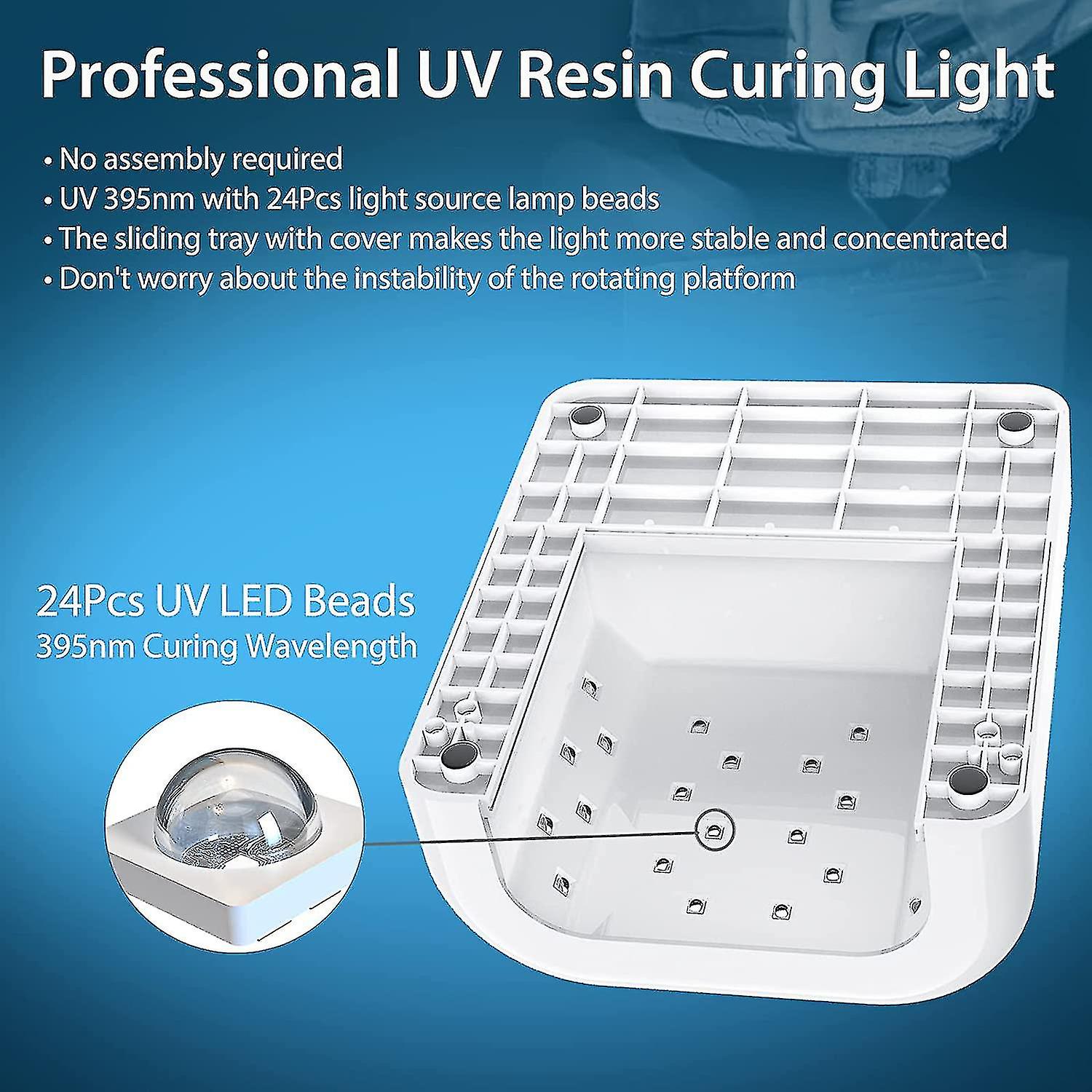 Uv Resin Curing Light Box Professional, 24pcs 395nm Uv Led Light For Lcd Sla Dlp 3d Printer ...