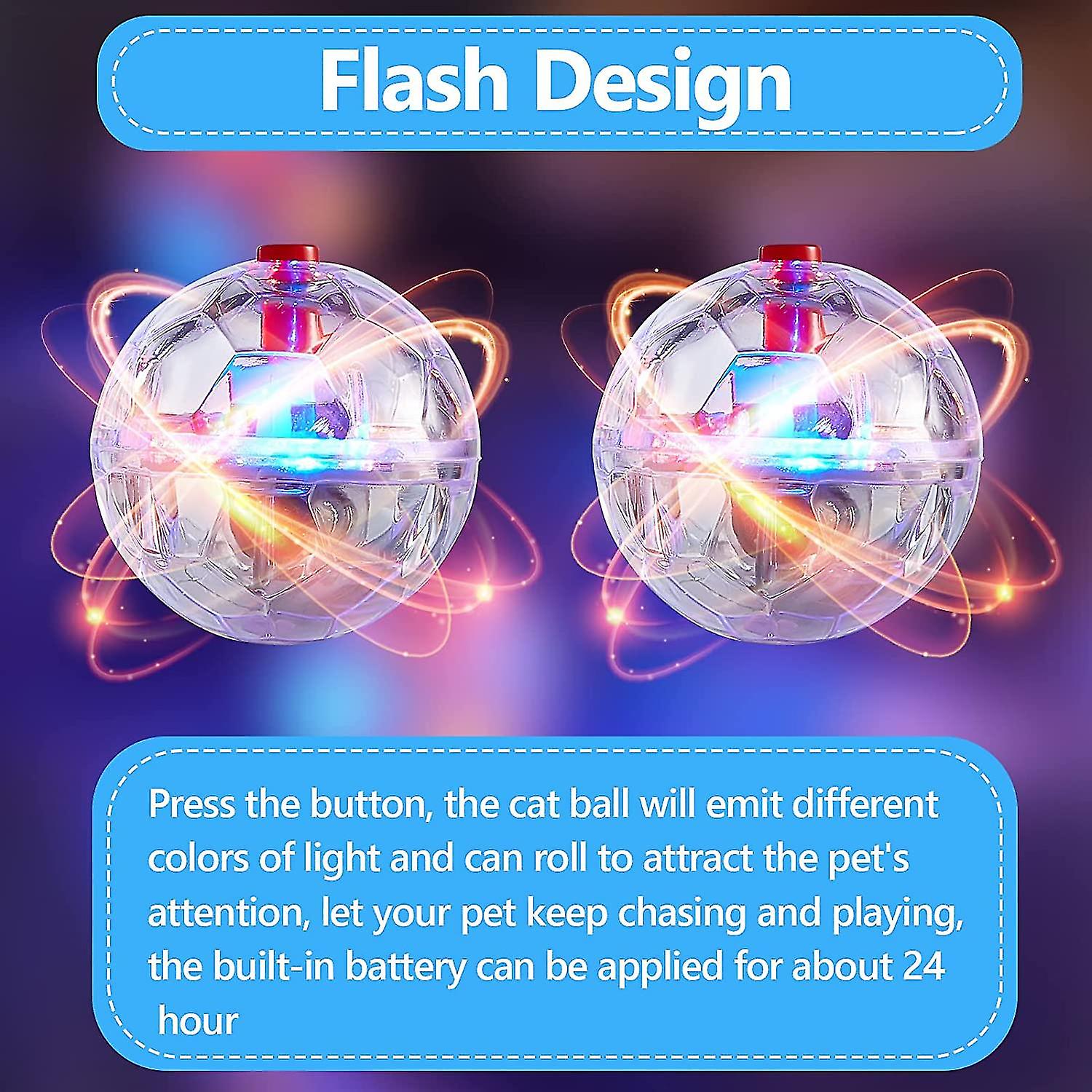 Ghost Hunting Cat Ball Light Up Led Motion Glowing Interactive Ball Pet ...