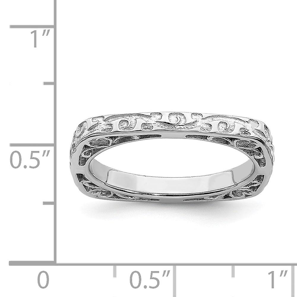2.25mm 925 Sterling Silver Stackable Expressions Polished Rhodium Plate ...