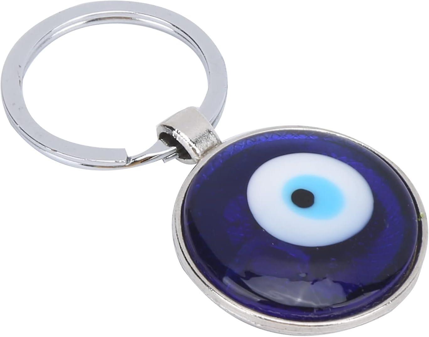 Evil Eye Keychain Blue Eye Pattern Round Beads Pendant Good Lucky ...