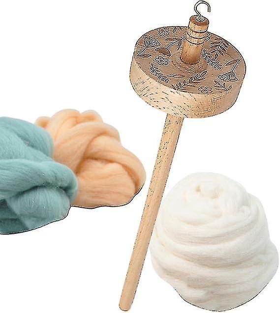 Top Whorl Spin Wooden Spindle Kit, Carved Design Yarn Spinner, Hand ...