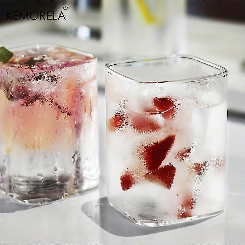 4pcs, Square Drinking Glasses, 13oz Lead-Free Glass, Glass Drink ...