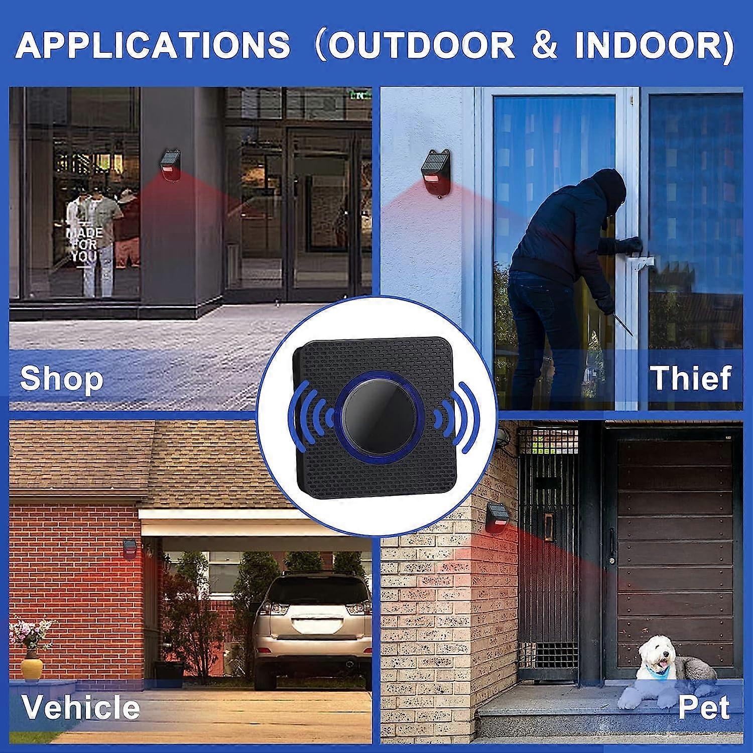 Wireless Doorbells Long Range Solar Driveway Alarm Outdoor Weather ...