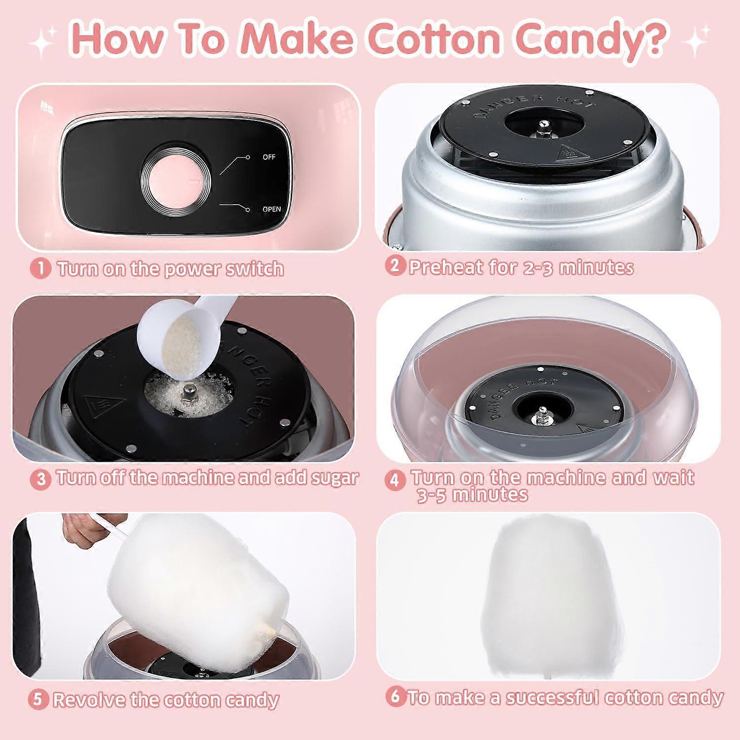 Cotton Candy Machine, Cotton Candy Maker for Kids, Makes Hard Sugar, Sugar Floss, Homemade ...