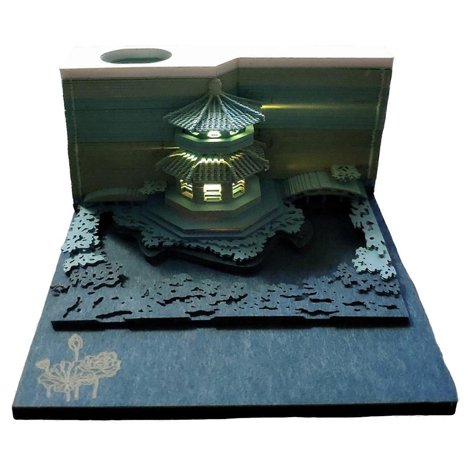 1 Set Weekly Calendar Creativity 3D Castle Calendar with LED Lights ...