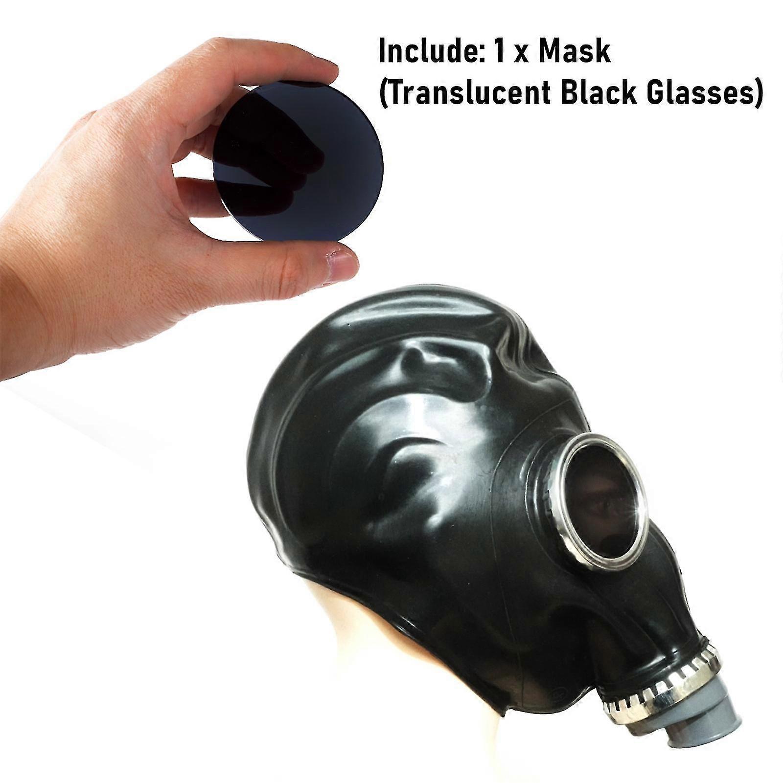 Full Face Latex Mask, Black Rubber Fetish Gas Mask, Breathing Control ...