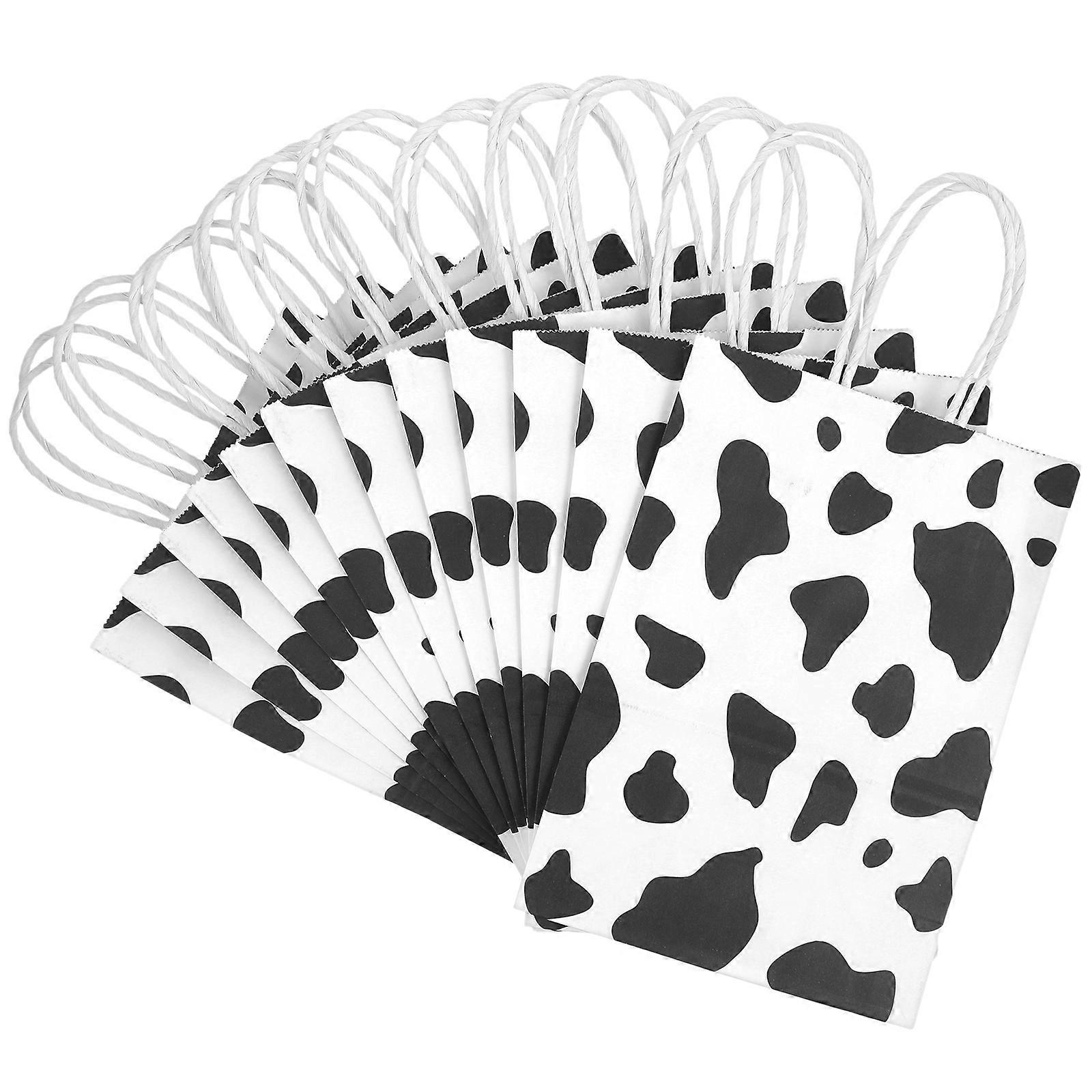 12pcs Cow Print Bags Paper Bag With Handles Portable Gift Bags Jewelry ...