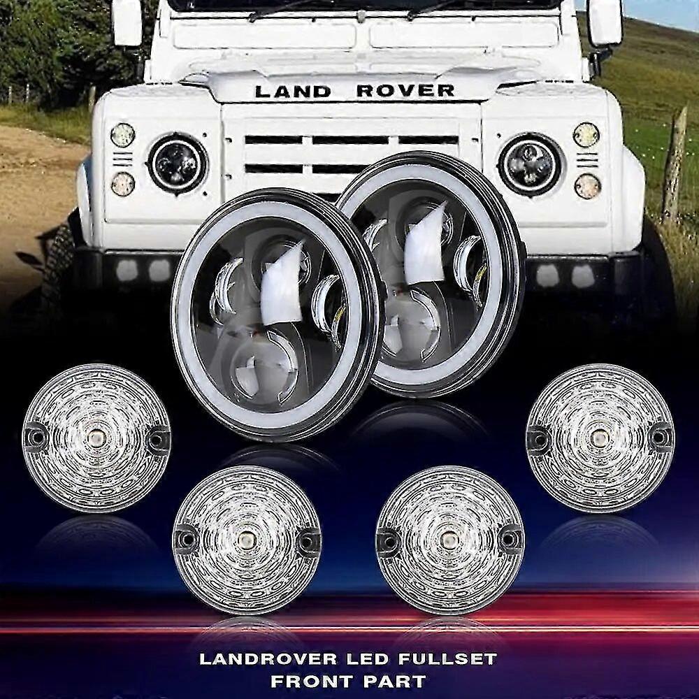 Led 7 inch Headlight For Land Rover Defender 90/110 With Halo Ring+10p ...