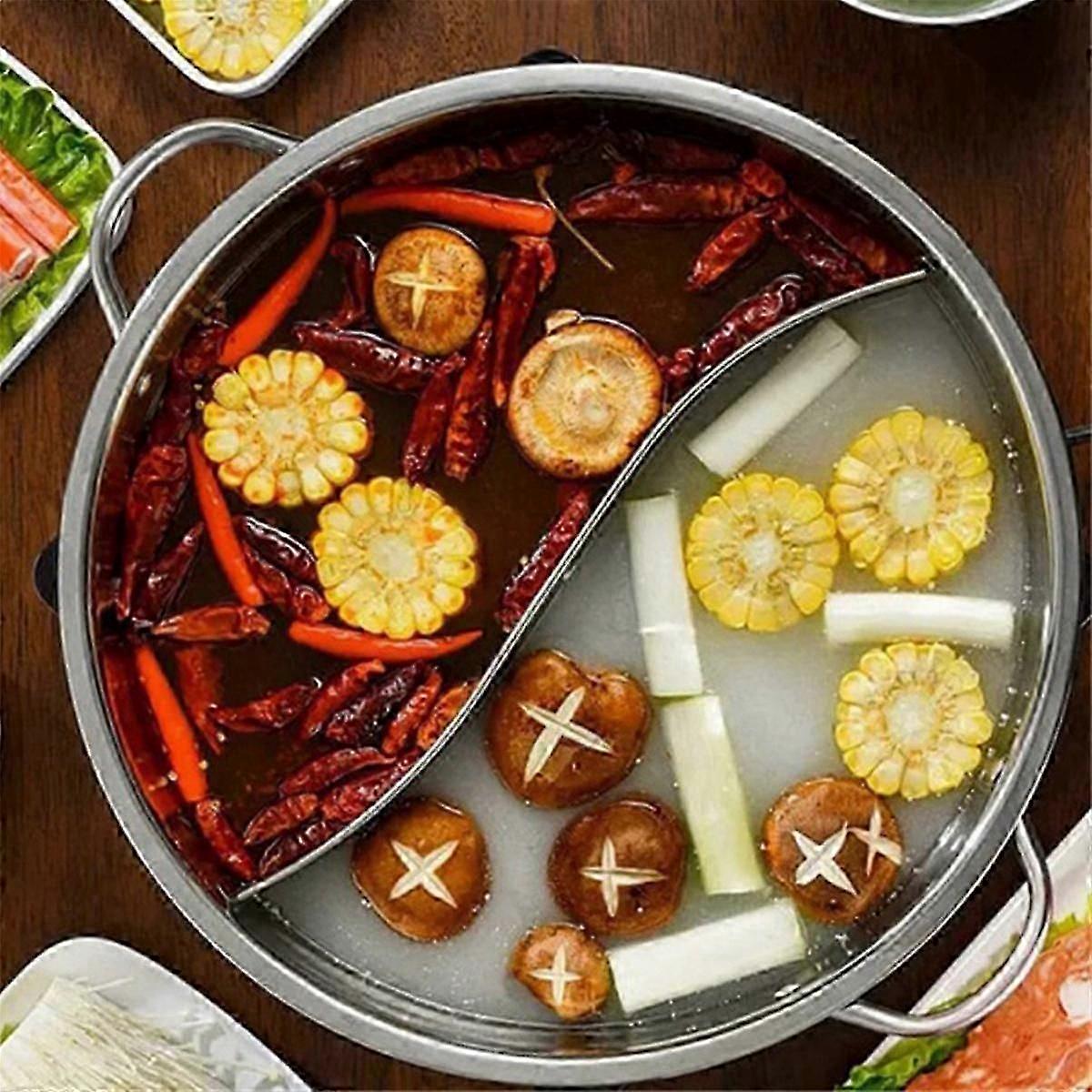 Stainless Steel Twin Divided Double Hotpot Cooker Gas Stove Compatible ...