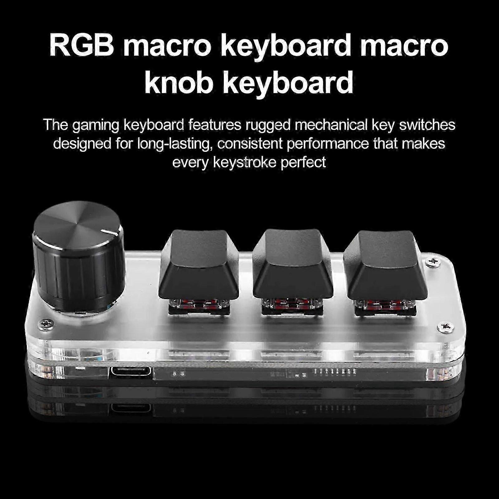 USB Mechanical Keyboard with RGB Backlit 3 Key 1 Knob Programmable DIY ...
