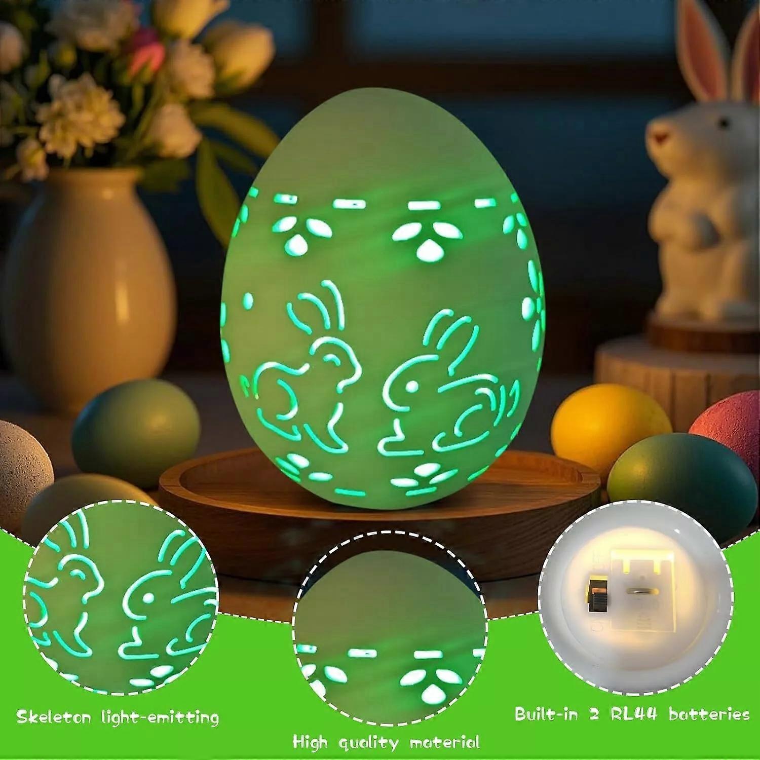 Easter Egg Night Light for Kids, LED Egg Light with Bunny Hollowed ...