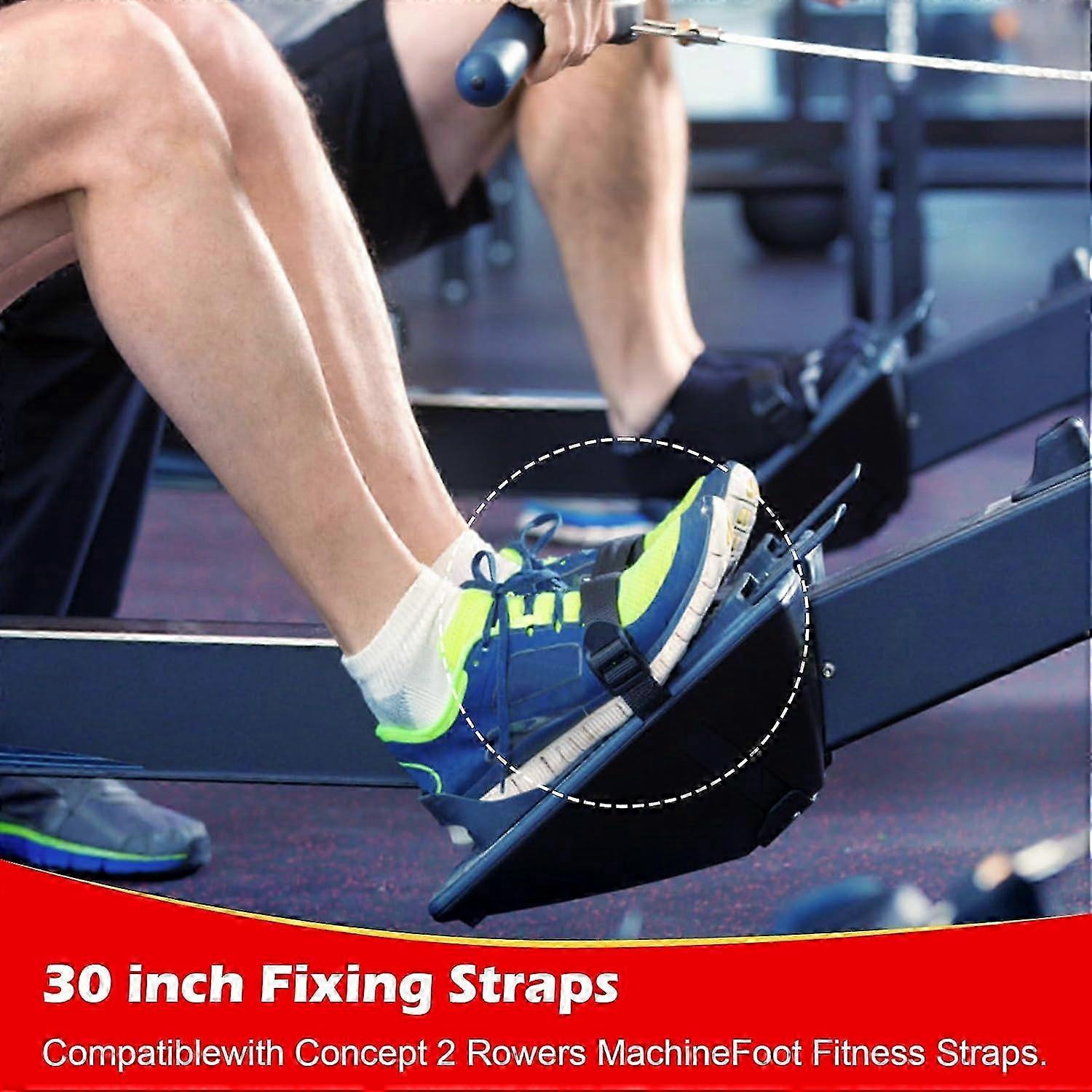 2-Pack Rowing Machine Foot Straps, Adjustable Fitness Straps for Rowing ...