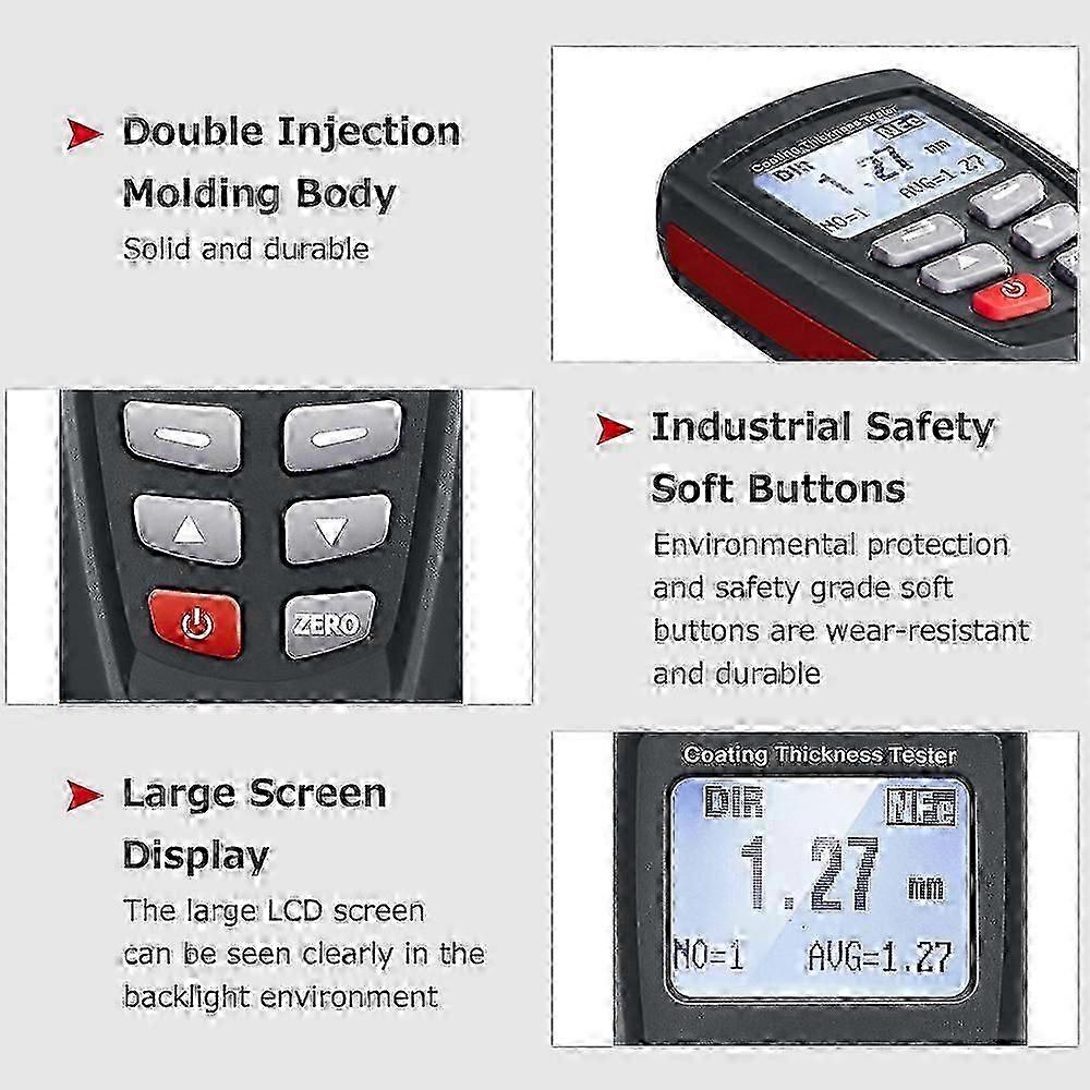 CEM DT-156 LCD Coating Thickness Tester Fe/NFe Paint Thickness Gauge ...
