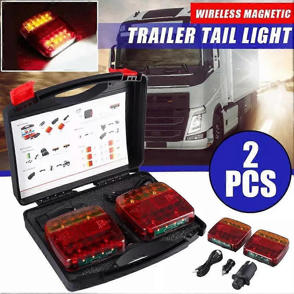 Magnetic Wireless LED Tail Lights, Red/Yellow Truck Trailer Light ...