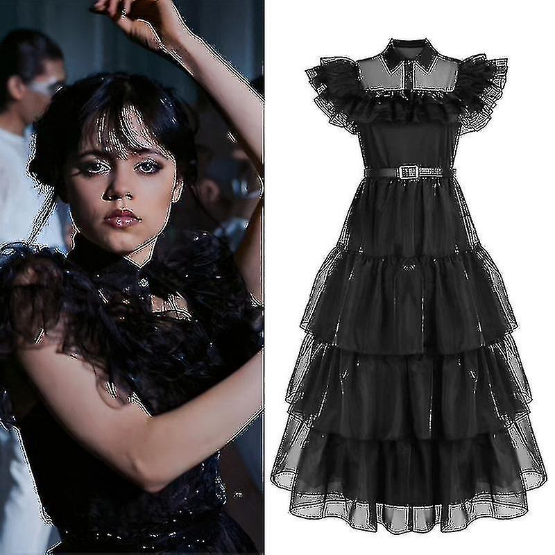 Wednesday Adams Family Comedy Cos Prom Wednesday Black Dress | Fruugo UK