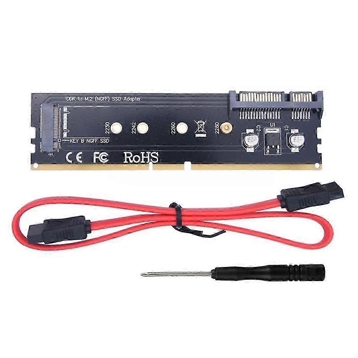DDR3 DDR4 DDR2 to M2 SSD Adapter M.2 NGFF B Key Riser Card SATA 15Pin Power + SATA 7Pin Data ...
