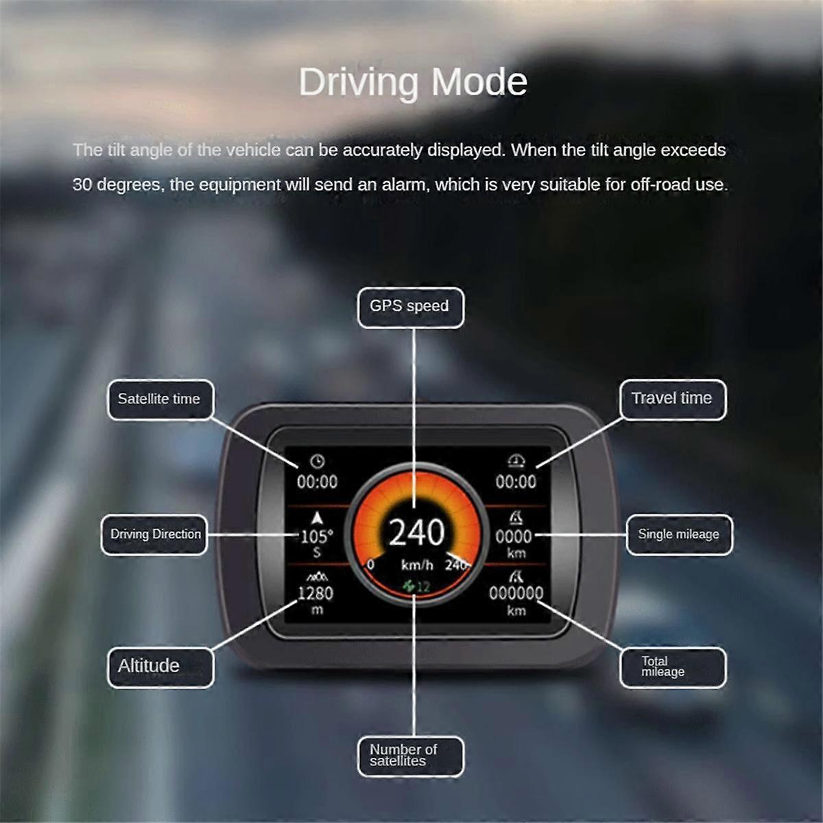 Car GPS Off-Road HUD Smart Speedometer Digital Inclinometer Altitude ...