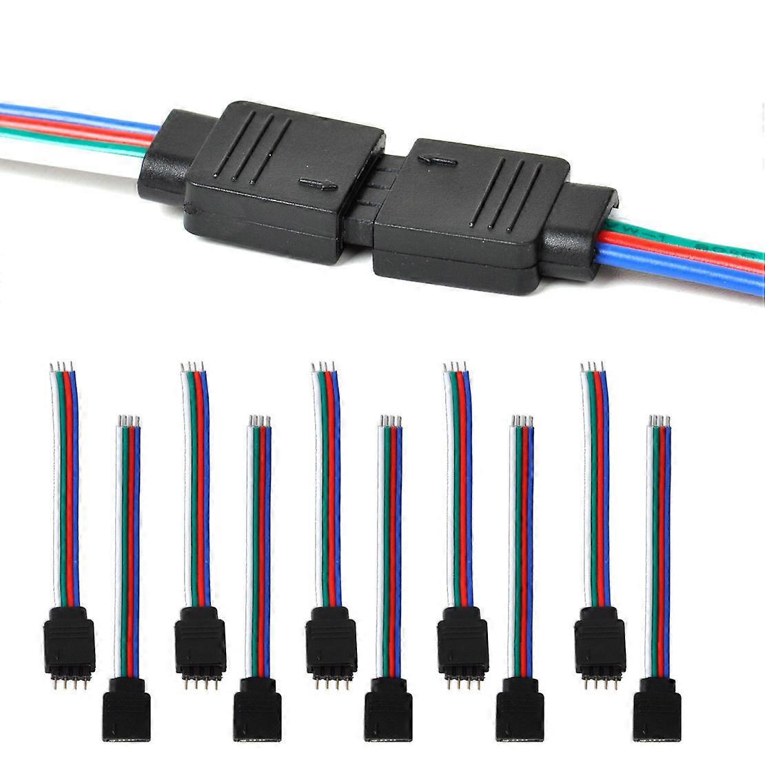 10Pcs 4Pin Male + Female Connector Wire Cable for 3528 5050 SMD LED Strip Light | Fruugo UK