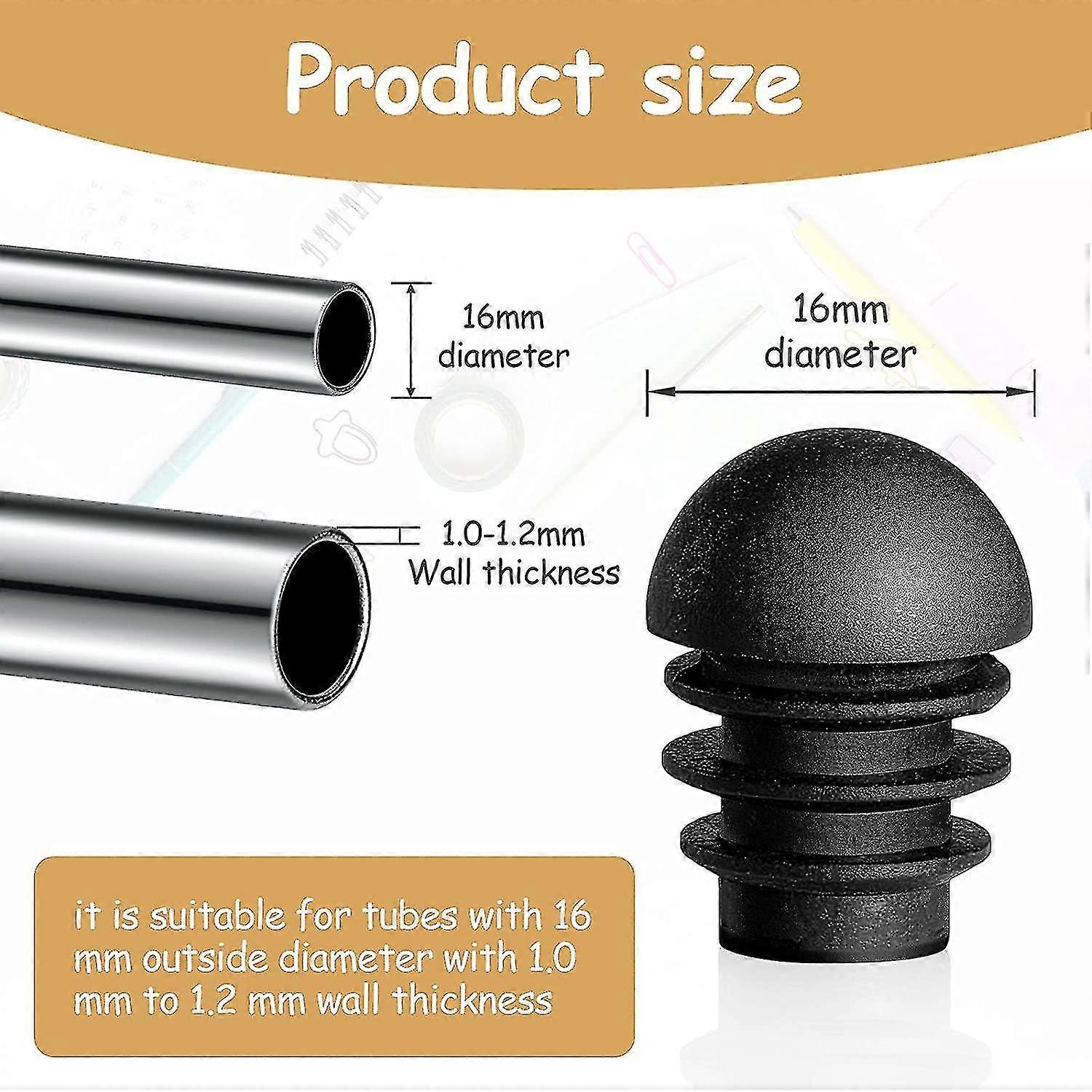 Round Chair Leg End Plugs, 24 Pieces, 16mm Outside Diameter Plastic ...