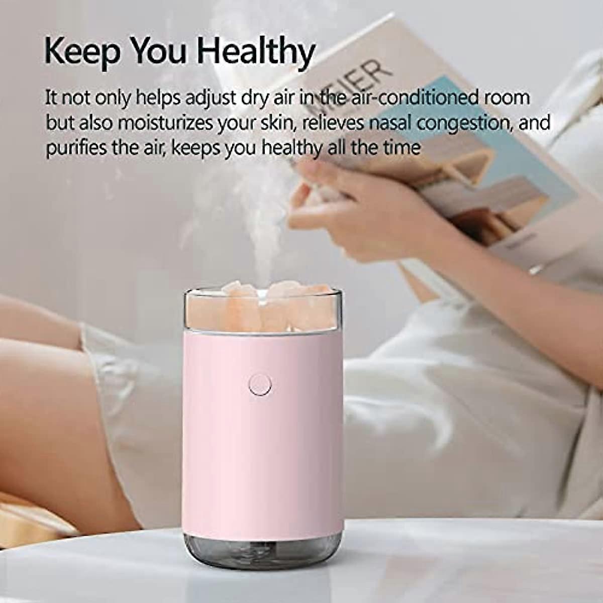 260mL Crystal Salt Stone Humidifier Colorful Light Mist Humidifier Portable Quiet USB Essential ...