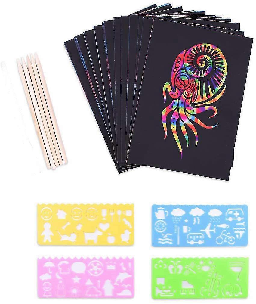 Set Of Rainbow Scratch Sheets For Drawing And Crafts, Set Of Scratch ...