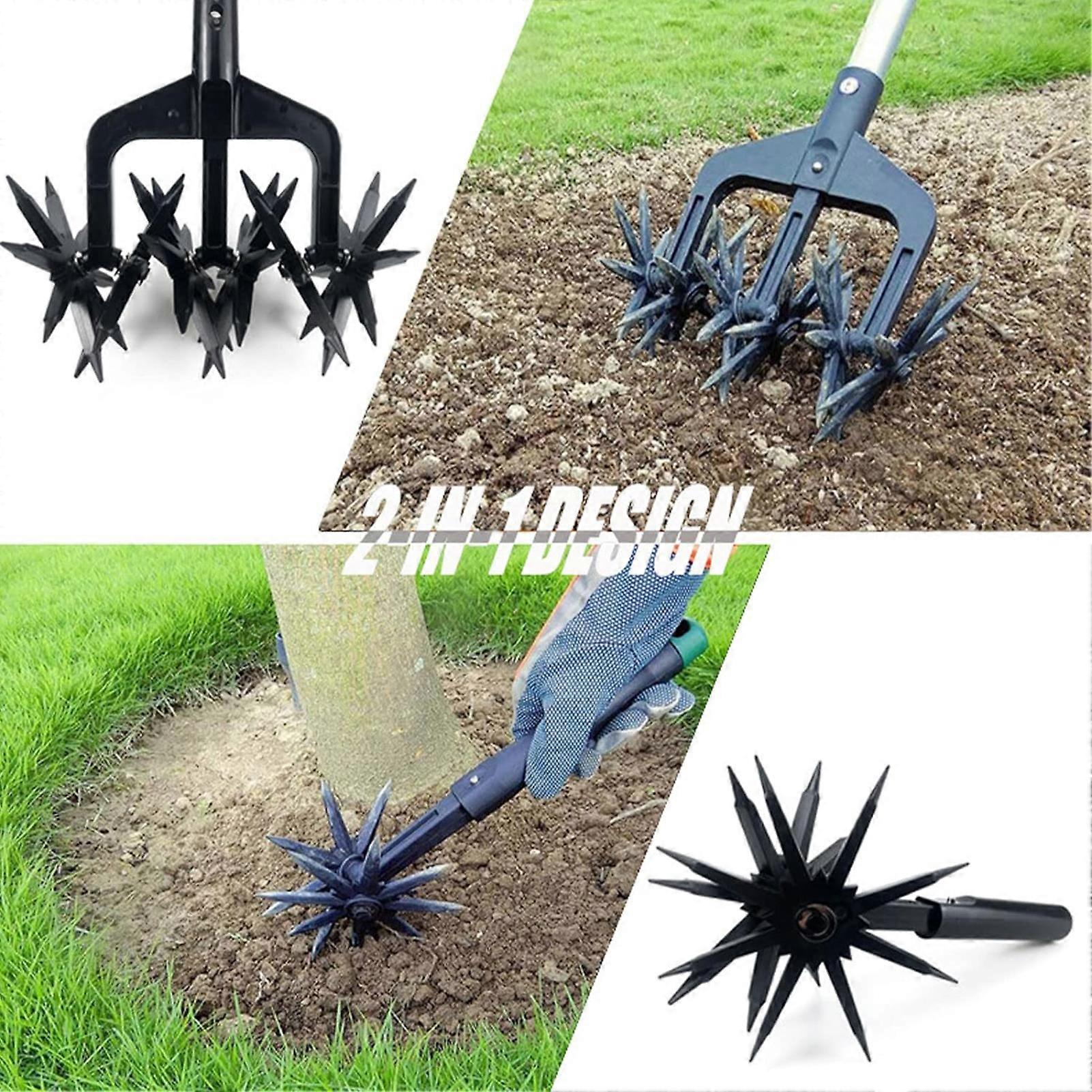 Rotary Cultivator Tool Hand Held Garden Cultivator with Tines Portable ...