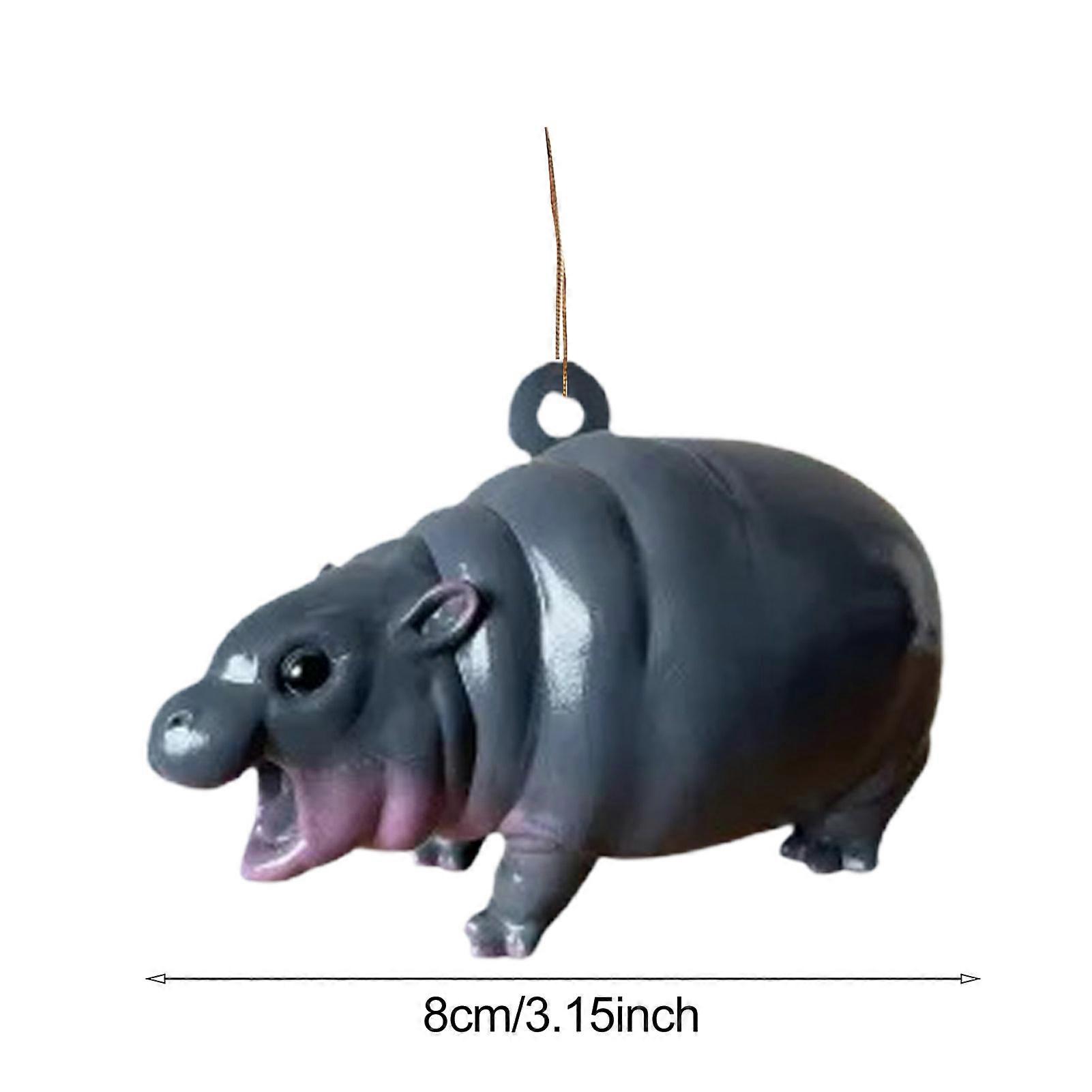 Hippo Pendant Resin Hippo Figurine Hanging Ornament Mini 3D ...