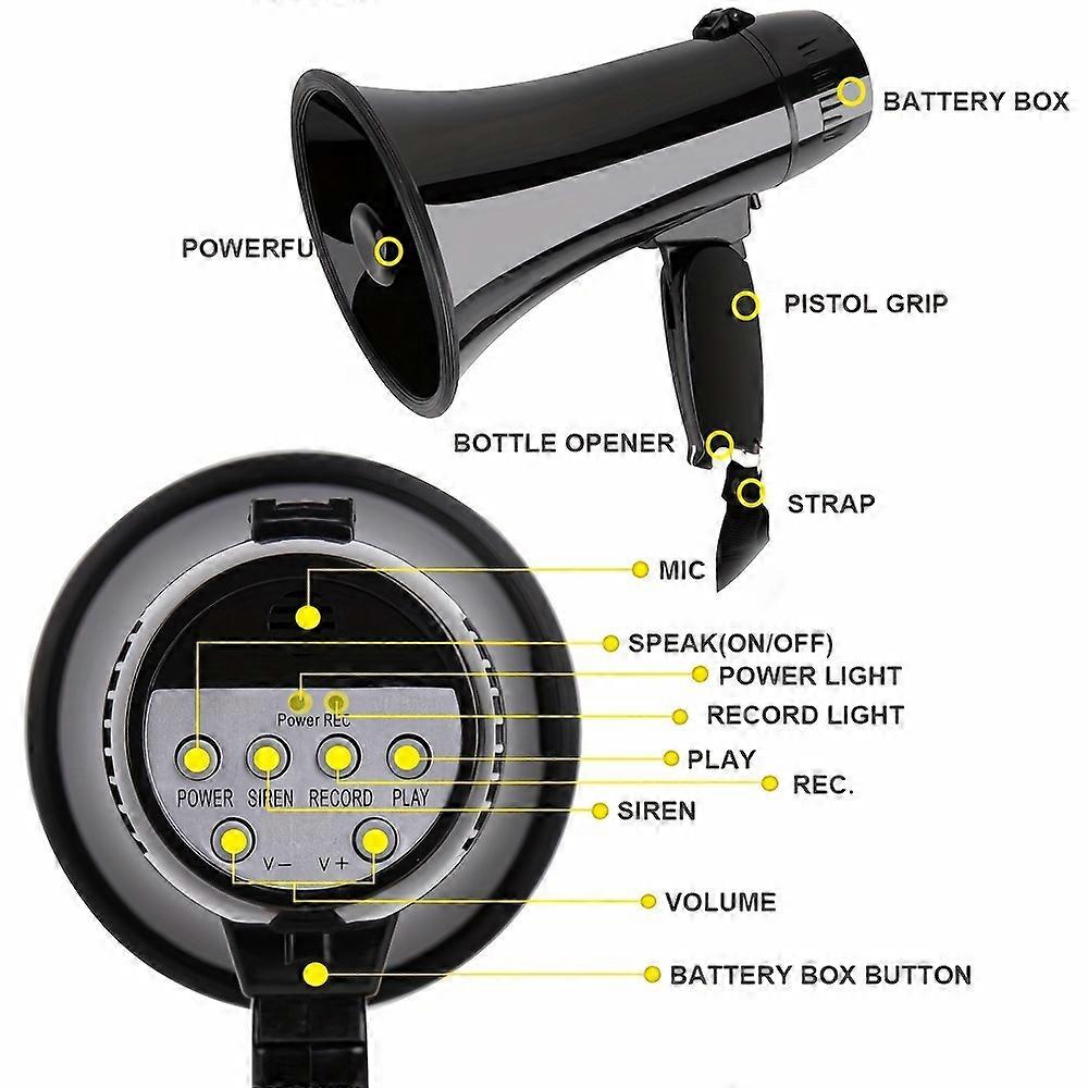 Portable Megaphone Bullhorn, 20 Watt Power Megaphone Speaker, Voice And ...