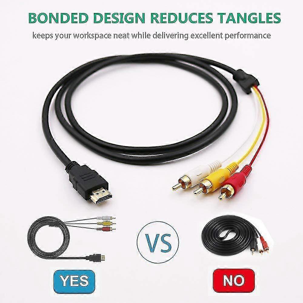 High-definition HDMI to RCA Conversion Cable with Red, White and Yellow ...