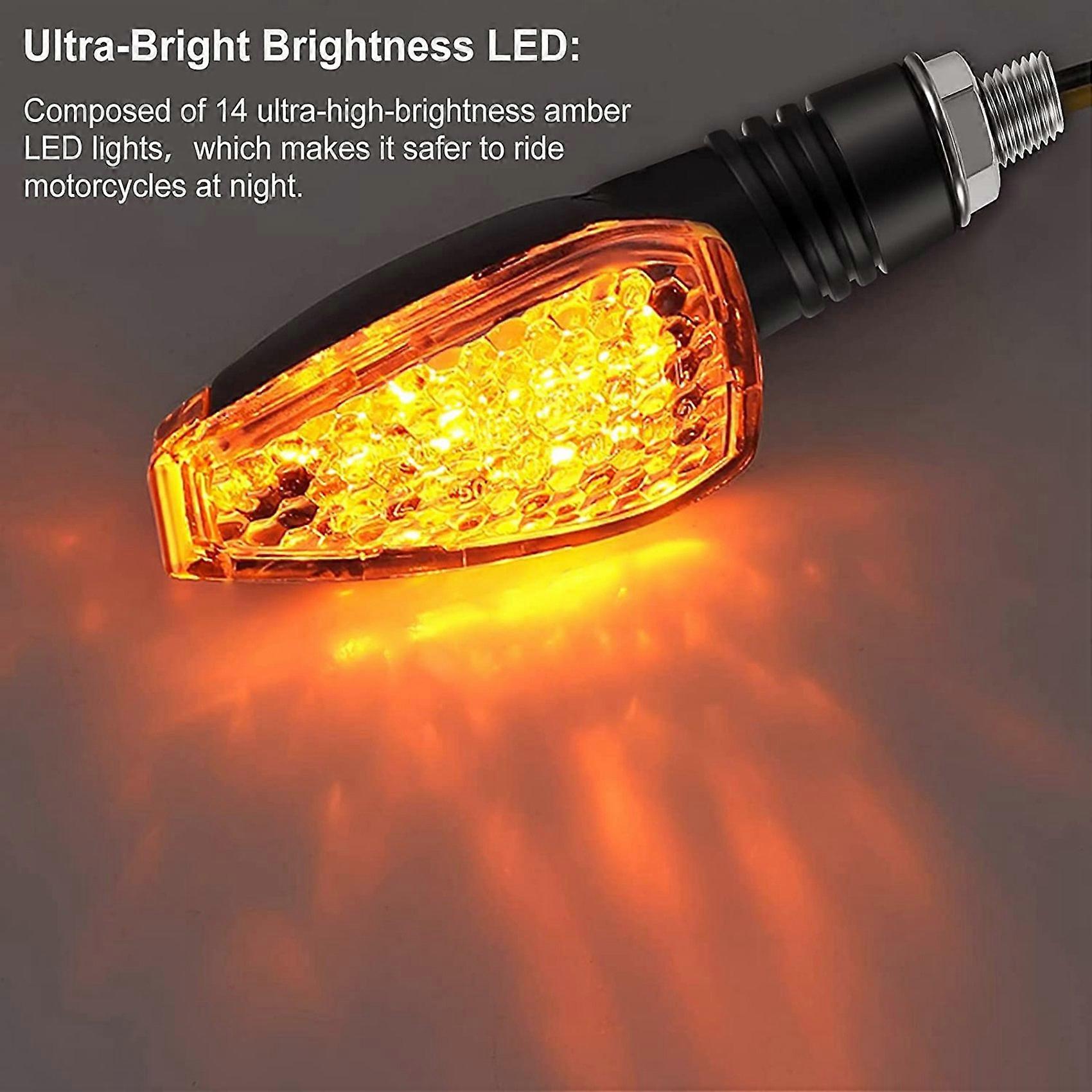 4 Pieces Motorcycle Indicators Turn Signal Lights 14 LED 12V Motorbike ...