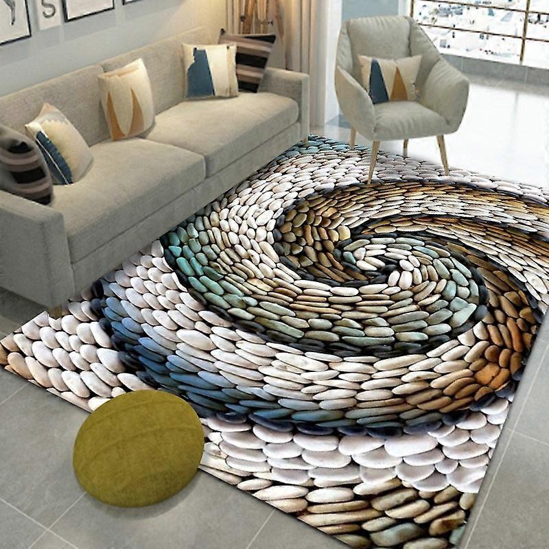 3D Stone Beach Pebbles Area Rug for Living Room Anti-slip Bedroom Sofa ...