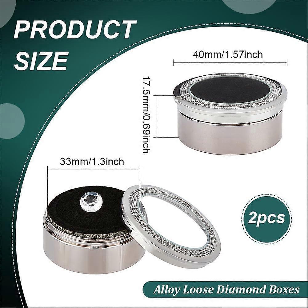 2Pcs Platinum Alloy Jewelry Gift Boxes with Velvet Cushion and Clear ...